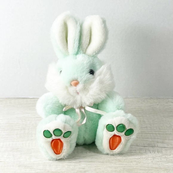 Vintage | Toys | Vintage Pale Green White Bunny Rabbit Plush Stuffed ...